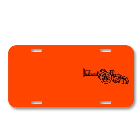 Artillery Cannon Cannonball Gun On License Plate Car Front Add Names