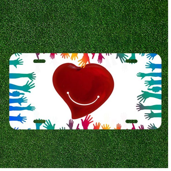 Custom Personalized License Plate Auto Tag With Smiley Heart By ...