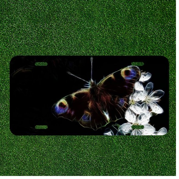 Fractalius Peacock Butterfly Nature Custom Novelty License Plate Car Tag