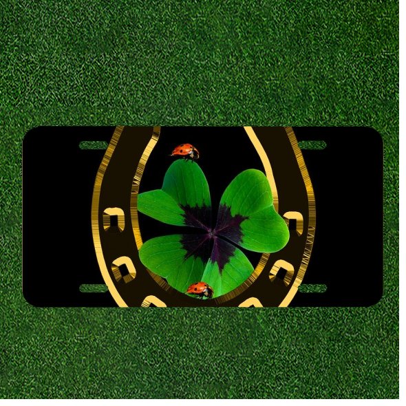 Custom Personalized License Plate Auto Tag With Four Leaf Clover Lady ...