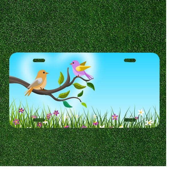 Custom Personalized License Plate With Stunning Two Birds On Branch Add ...