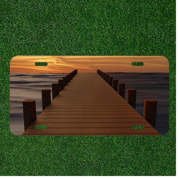 Pier Sunset Sea Water Custom Novelty License Plate Car Tag
