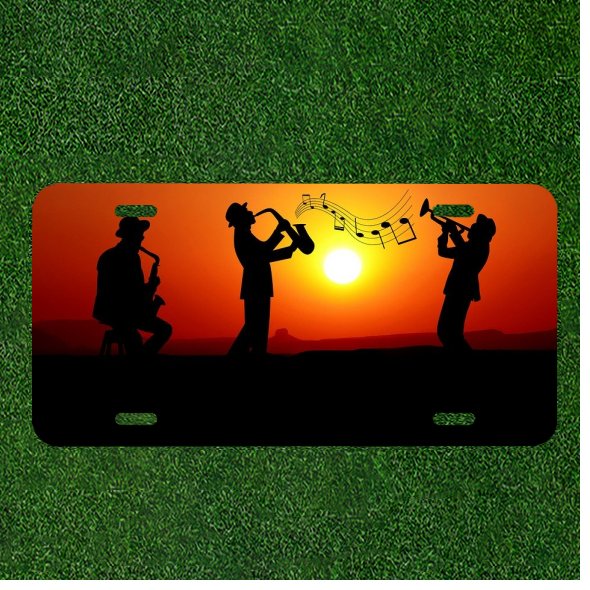 Custom Personalized License Plate Auto Tag With Musicians And Musical Notes