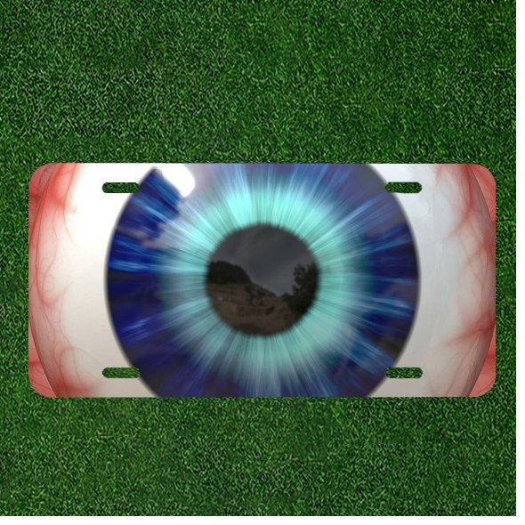 Custom Personalized License Plate Auto Tag With Big Blue Eye Design Art NEW