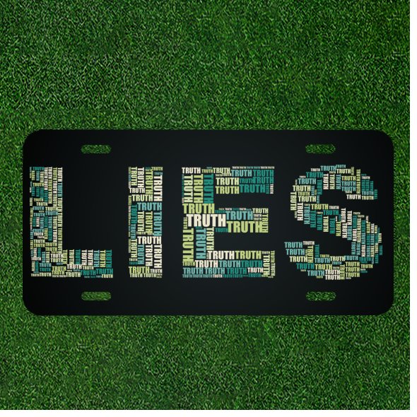Custom Personalized License Plate Auto Tag With LIES In Words Design