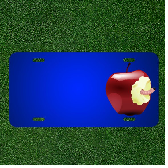 Custom Personalized License Plate With Add Names To Apple Worm Bitten Fruit