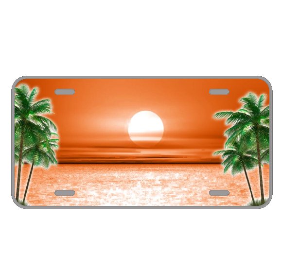 Custom Personalized LICENSE PLATE With Orange Pretty Trees Sunset View ...