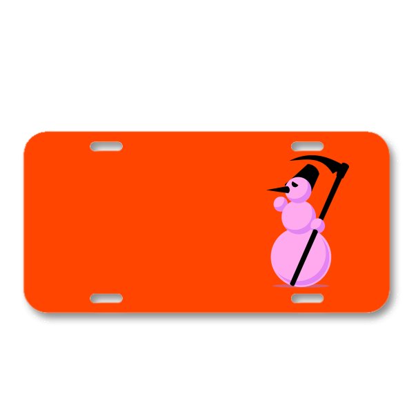 Snowman Reaper Scythe Christmas Xmas On License Plate Car Front Add Names