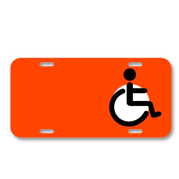 Wheelchair Disability Pictogram On License Plate Car Front Add Names