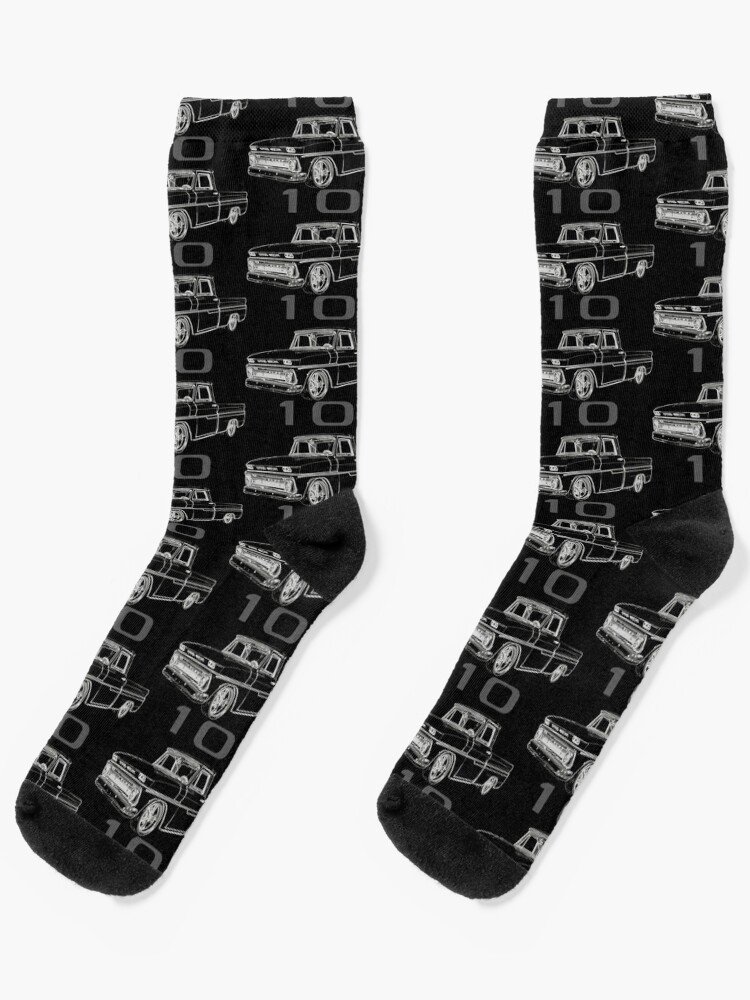 1966 Chevy C10 Custom Outline Art Antique Collector Truck Gift Socks