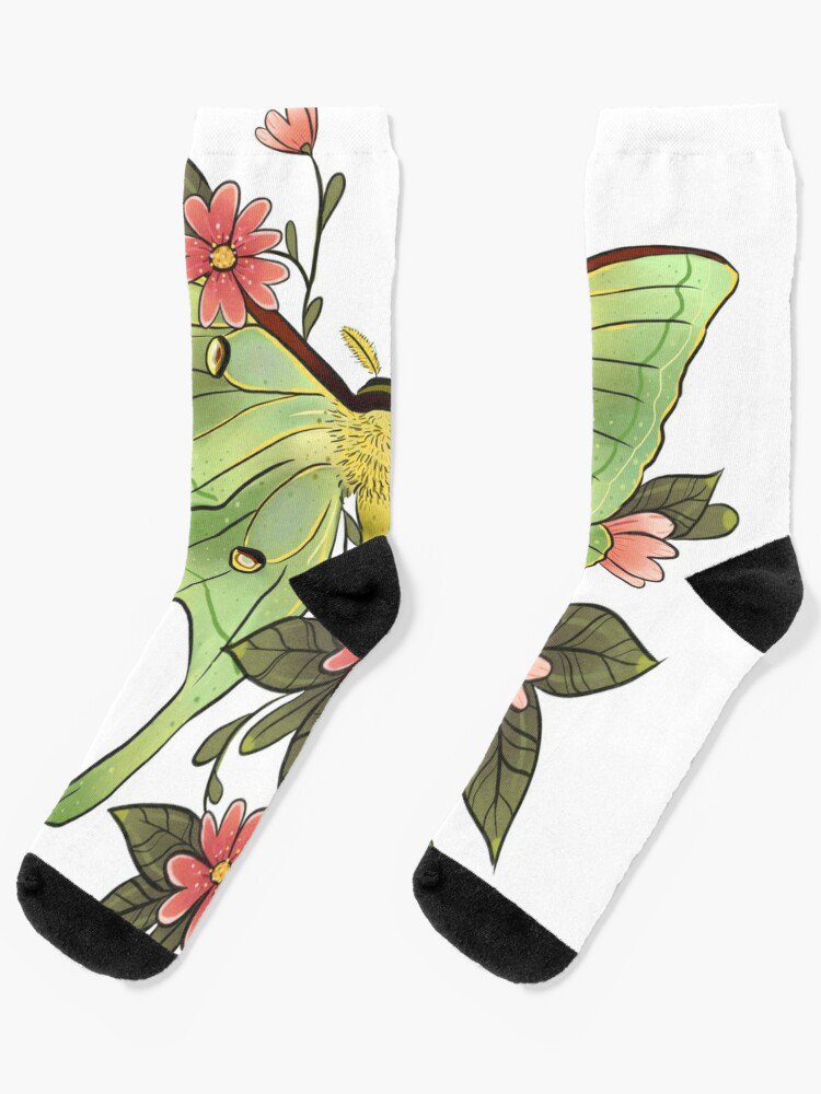 Actias Luna Moth Soft Green Socks