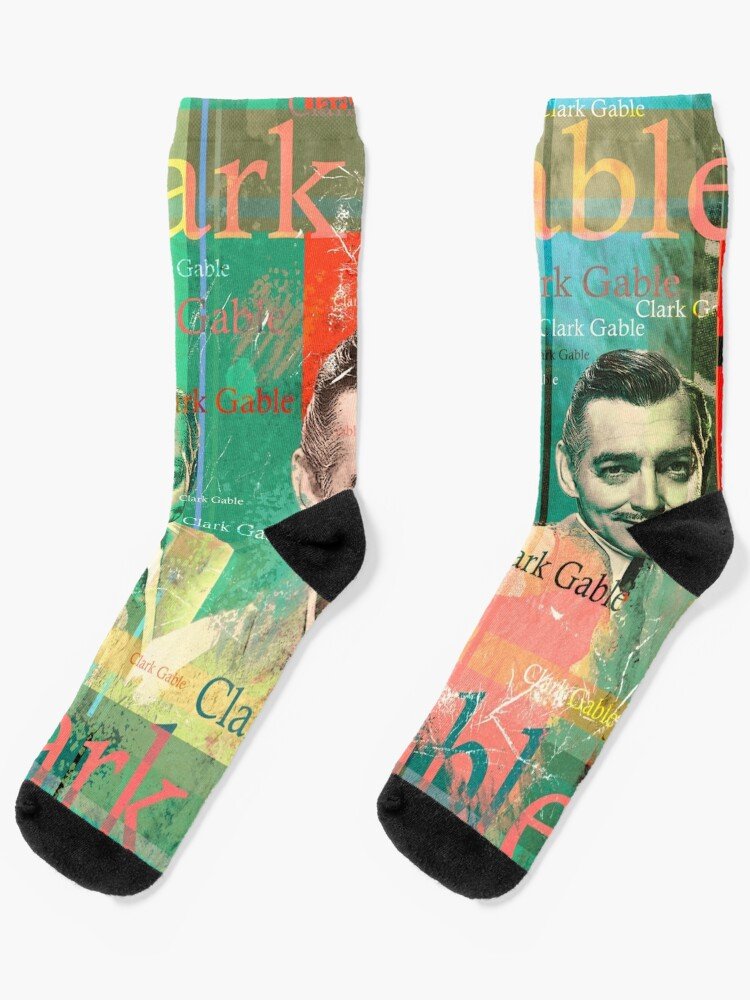 Aesthetic Clark Gable Portrait, Famous American Actor Socks