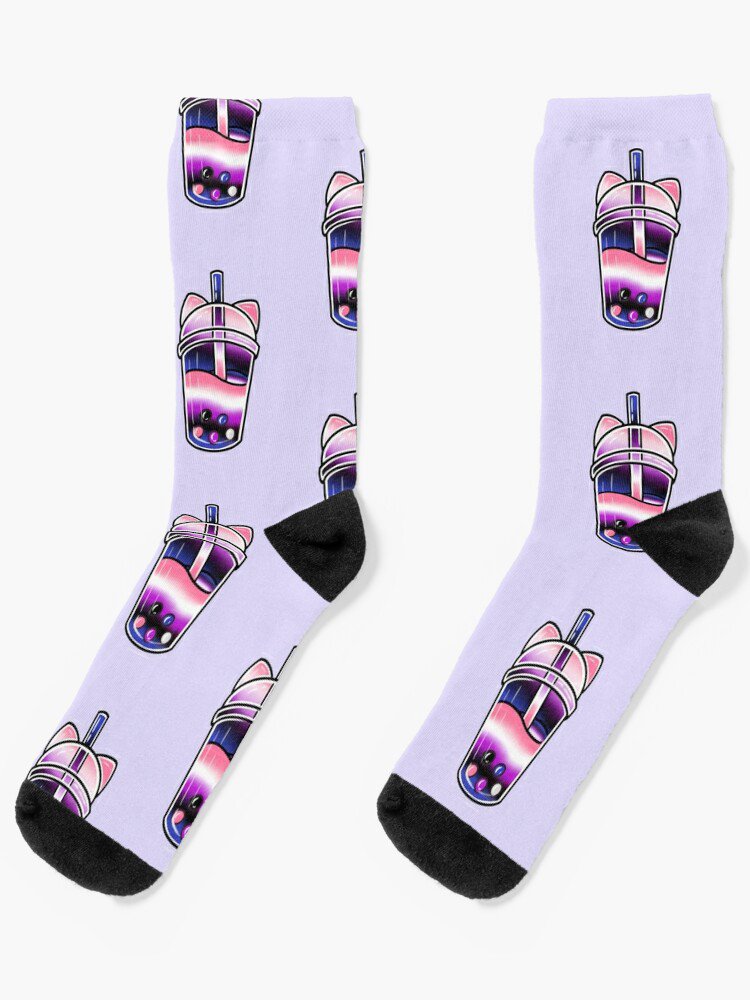 Cat Boba (genderfluid Pride) Socks