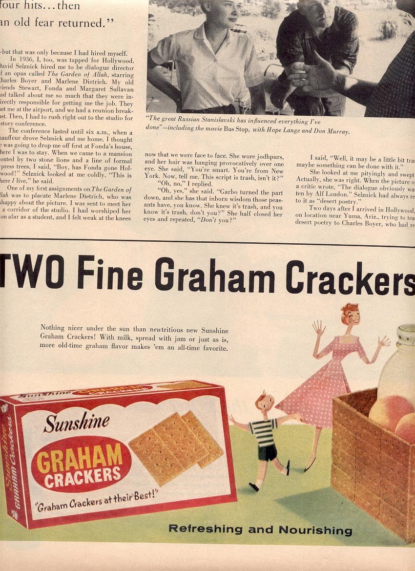 1958 SUNSHINE GRAHAM CRACKERS DOUBLE PAGE MAGAZINE AD (262)