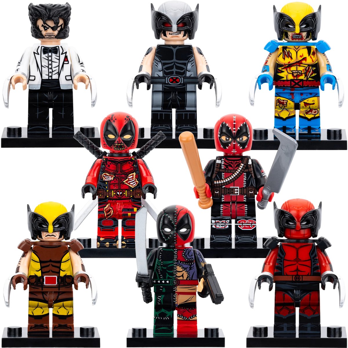 Marvel Deadpool X Wolverine Multiverse Variants 8pcs Minifigure ...