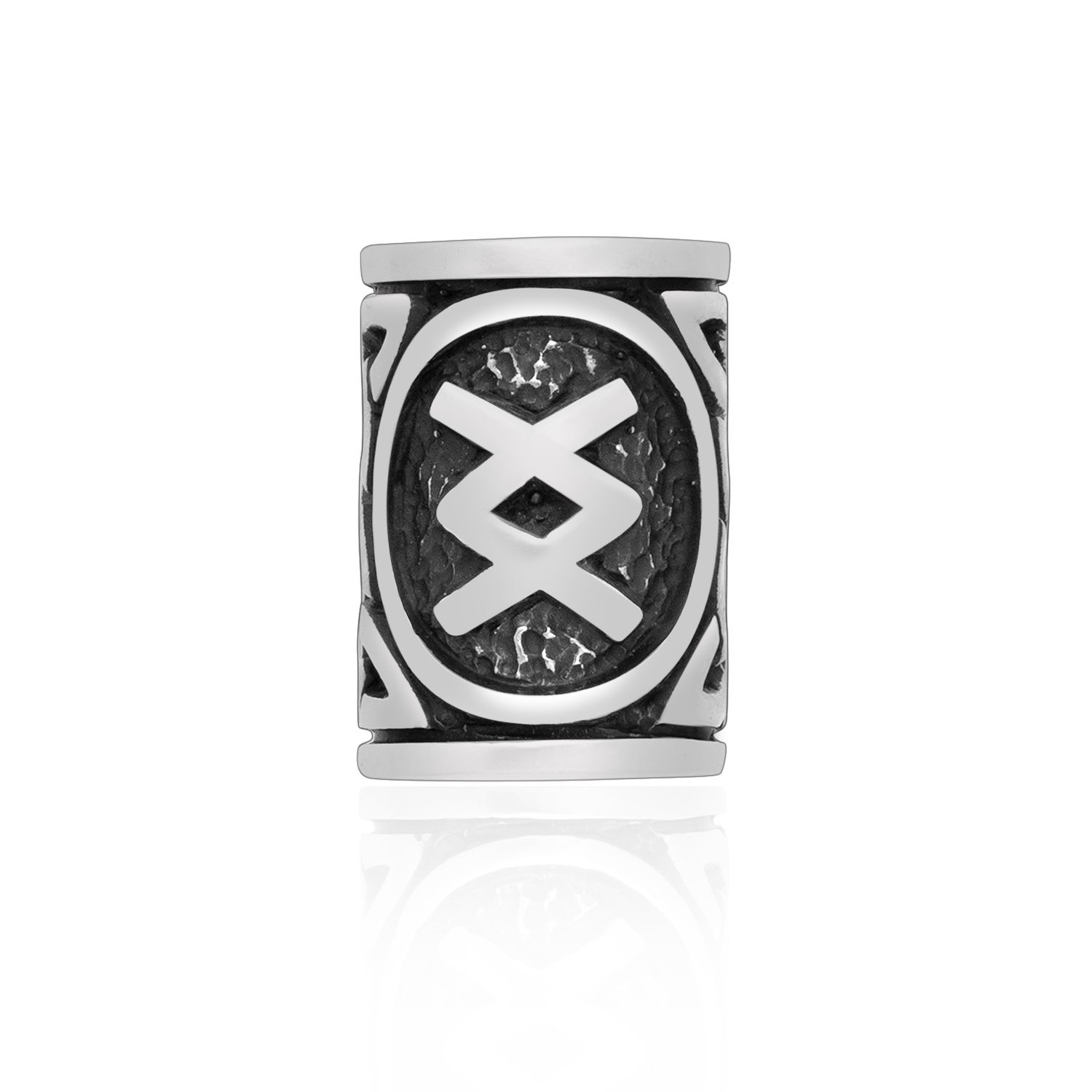 925 Sterling Silver Viking Norse Rune Futhark Inguz Beard Hair Bead ...