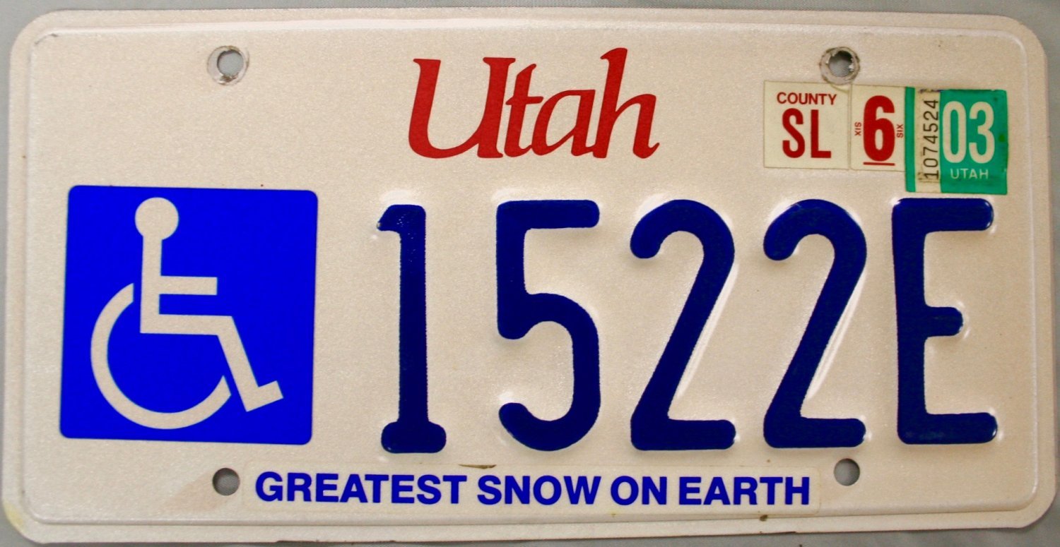 2003 Utah Disabled Wheelchair License Plate (1522E)_1