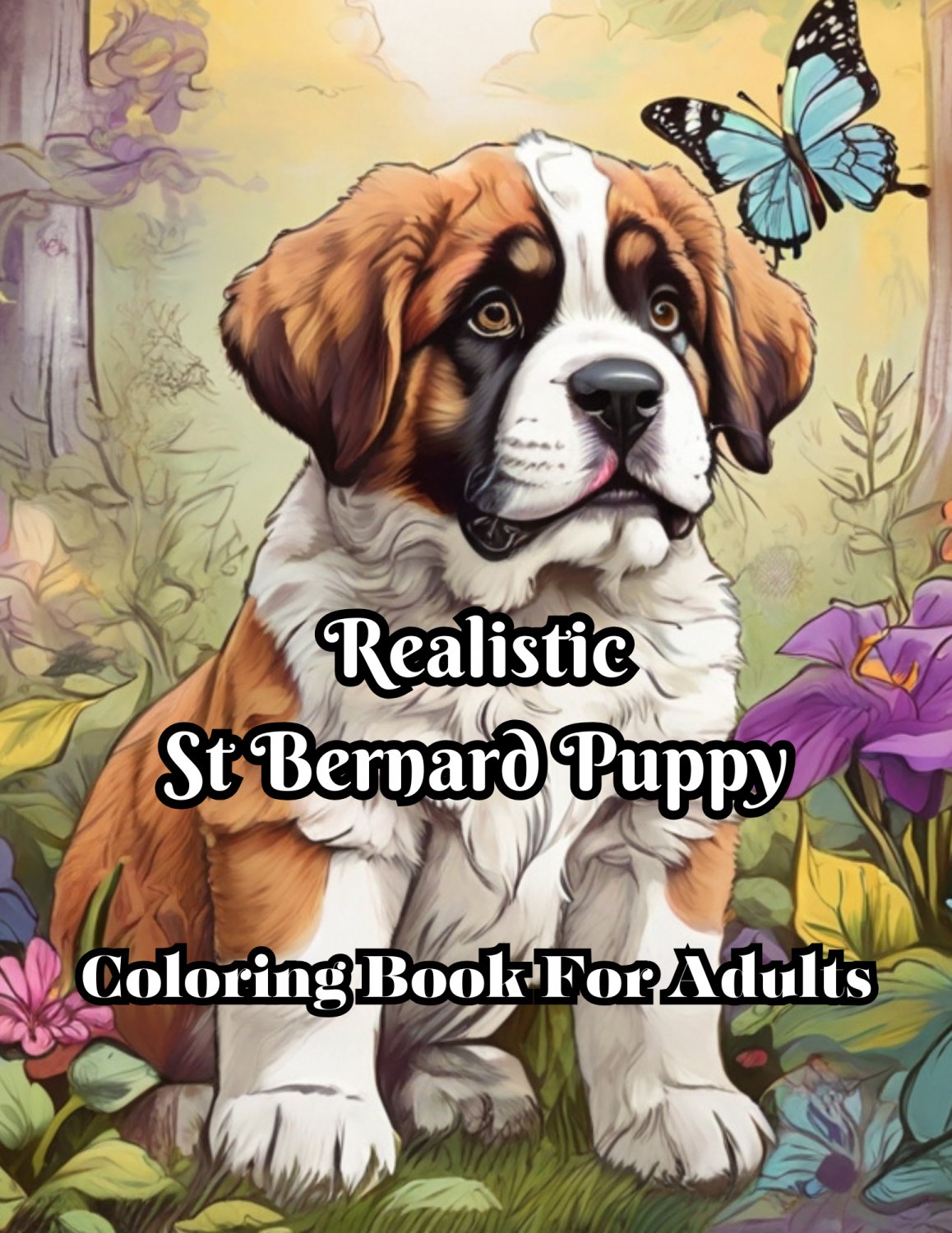 Realistic St Bernard Puppy Coloring Book For Adults