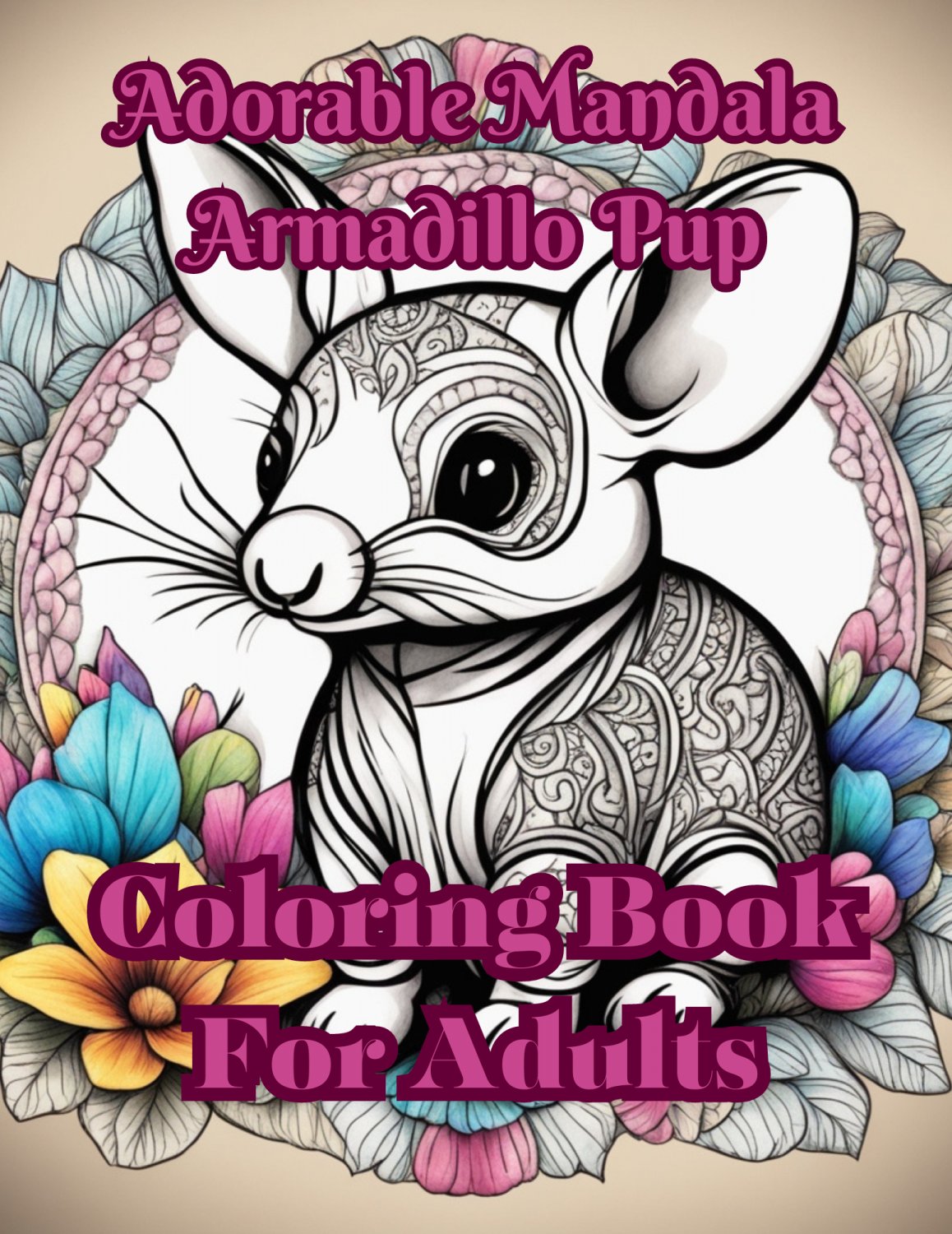 Adorable Mandala Armadillo Pup Coloring Book For Adults