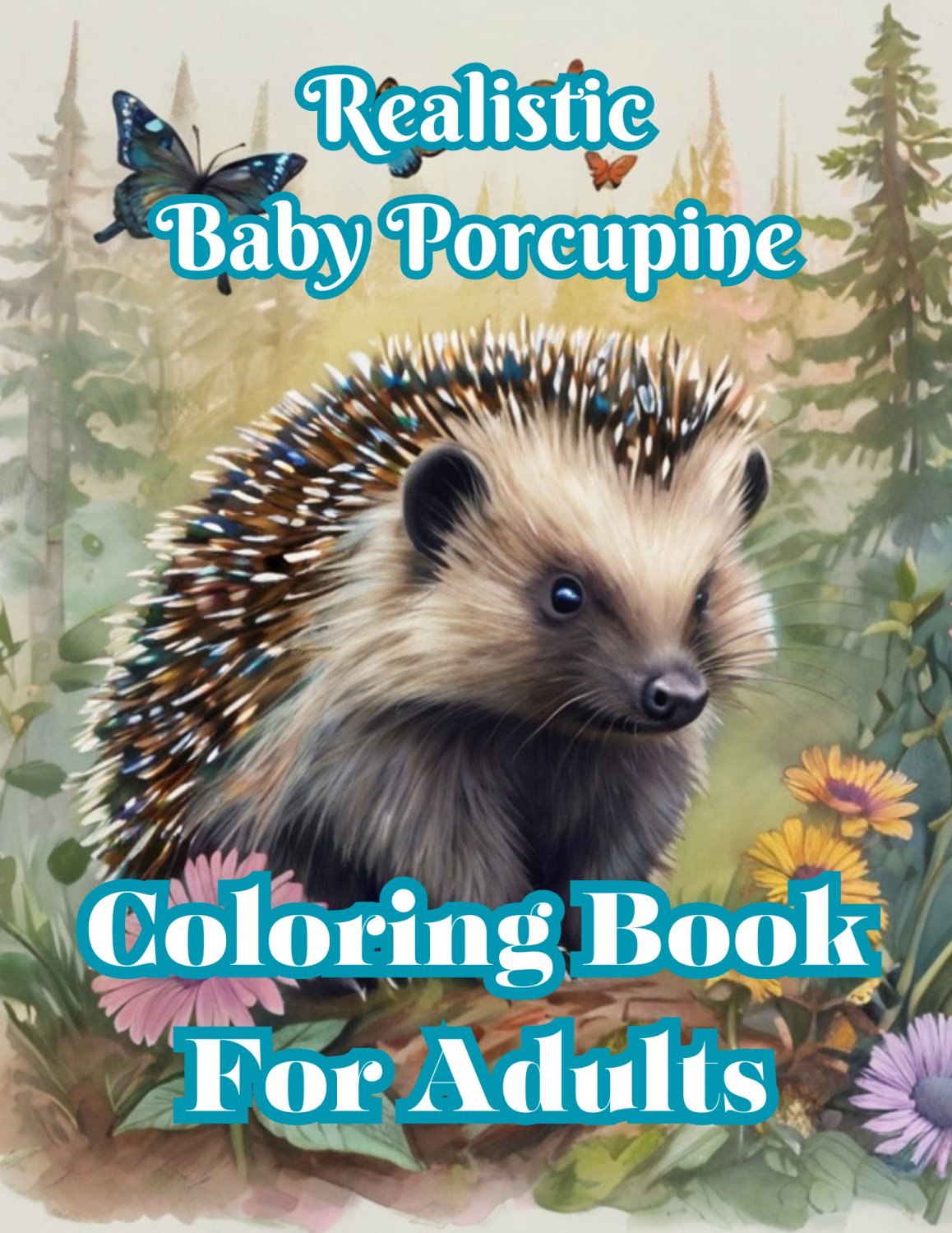 Realistic Baby Porcupine Coloring Book For Adults