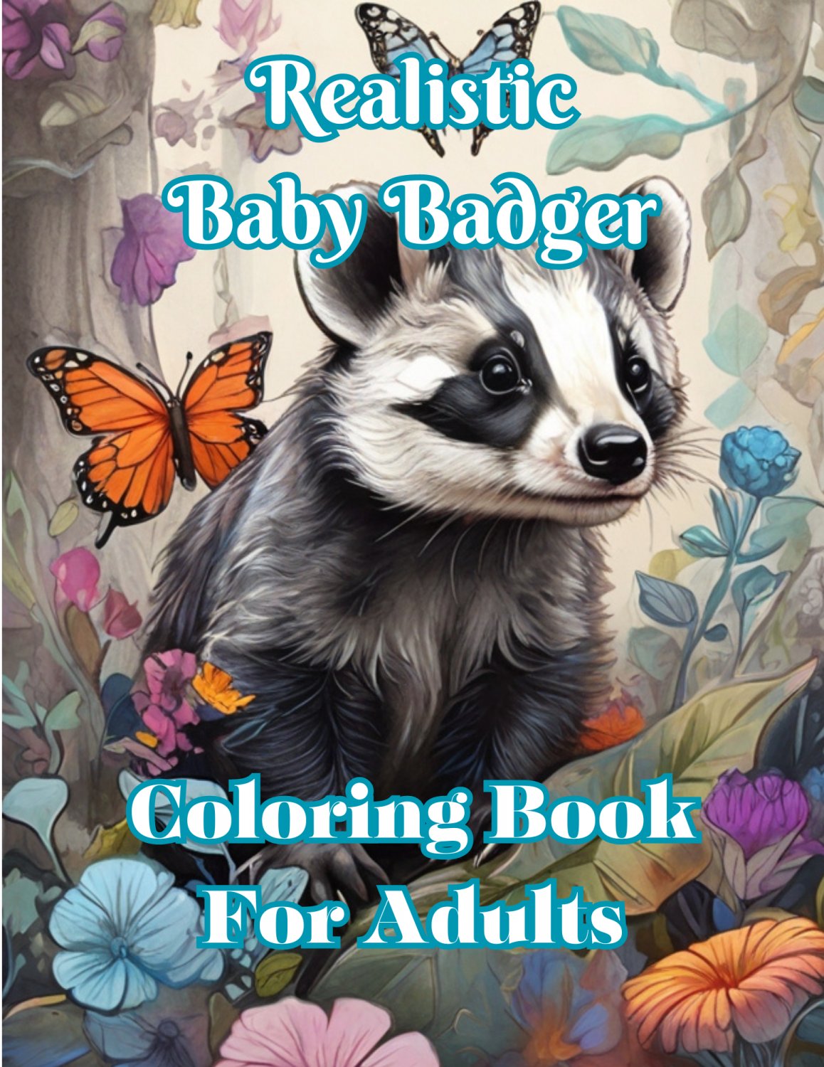 Realistic Baby Badger Coloring Book For Adults
