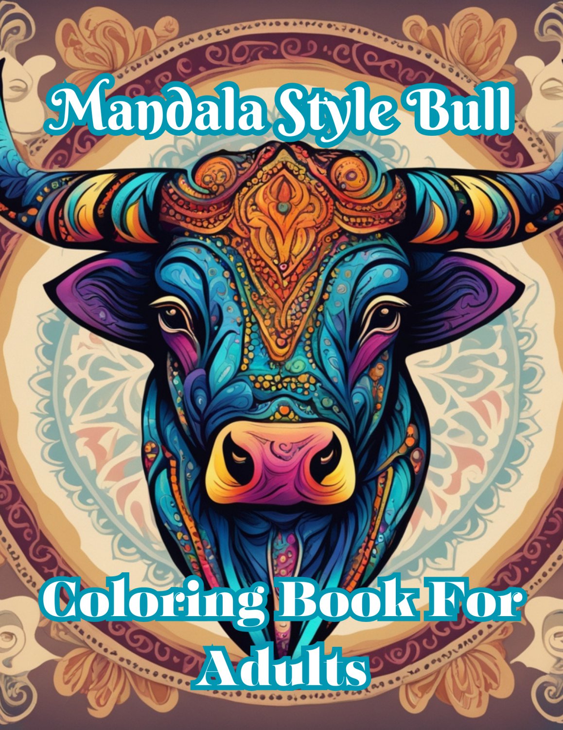 Mandala Style Bull Coloring Book For Adults