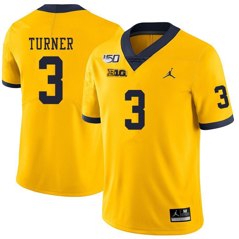 Michigan Wolverines Christian Turner 150th Anniversary Jersey Gold