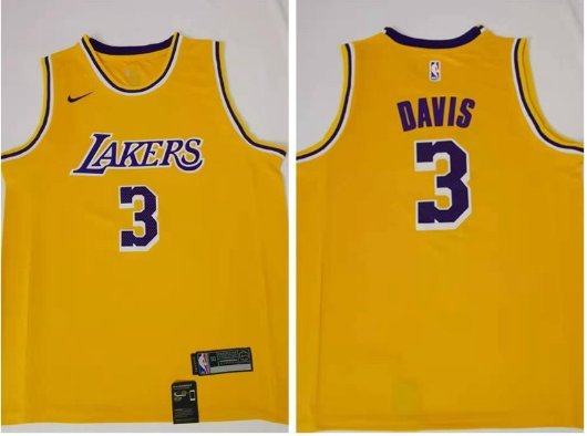 Los Angeles Lakers #3 Anthony Davis Jersey Yellow City Edition