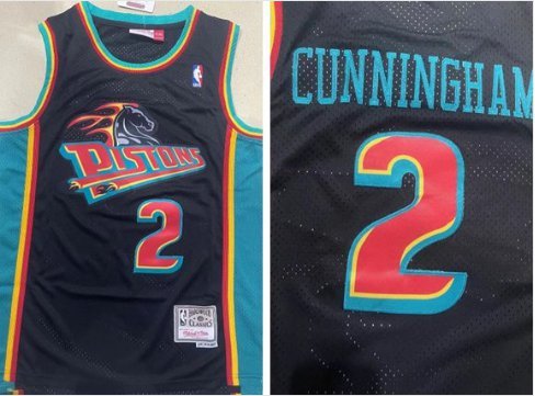 Detroit Pistons #2 Cade Cunningham Throwback Jersey Black.png