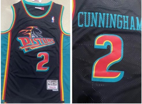 Detroit Pistons #2 Cade Cunningham Throwback Jersey Black