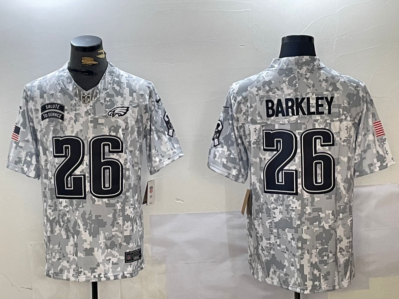 Men's Philadelphia Eagles #26 Saquon Barkley Arctic Camo 2024 F.U.S.E ...