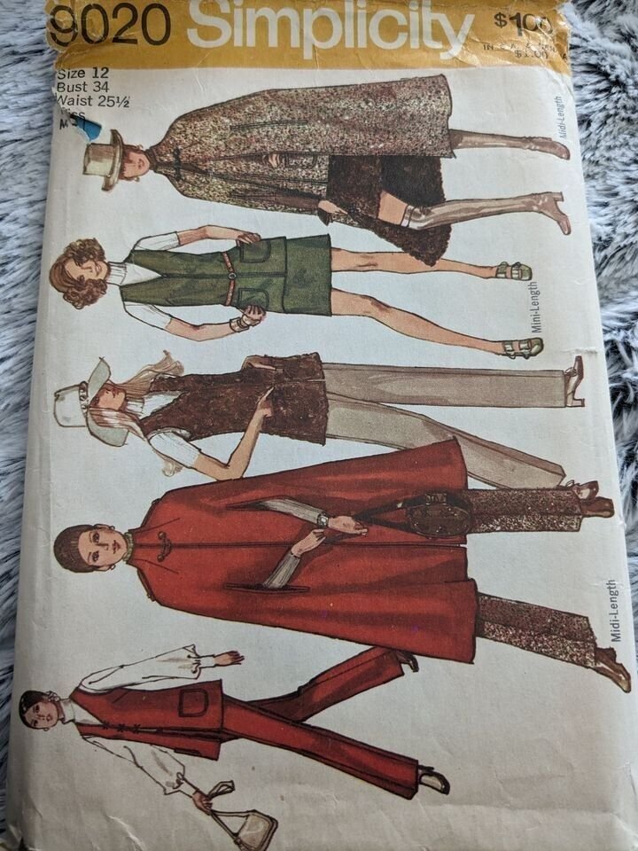 FF 12/B34 VINTAGE 1970 SEWING PATTERN SIMPLICITY 9020 CAPE MINI-SKIRT ...