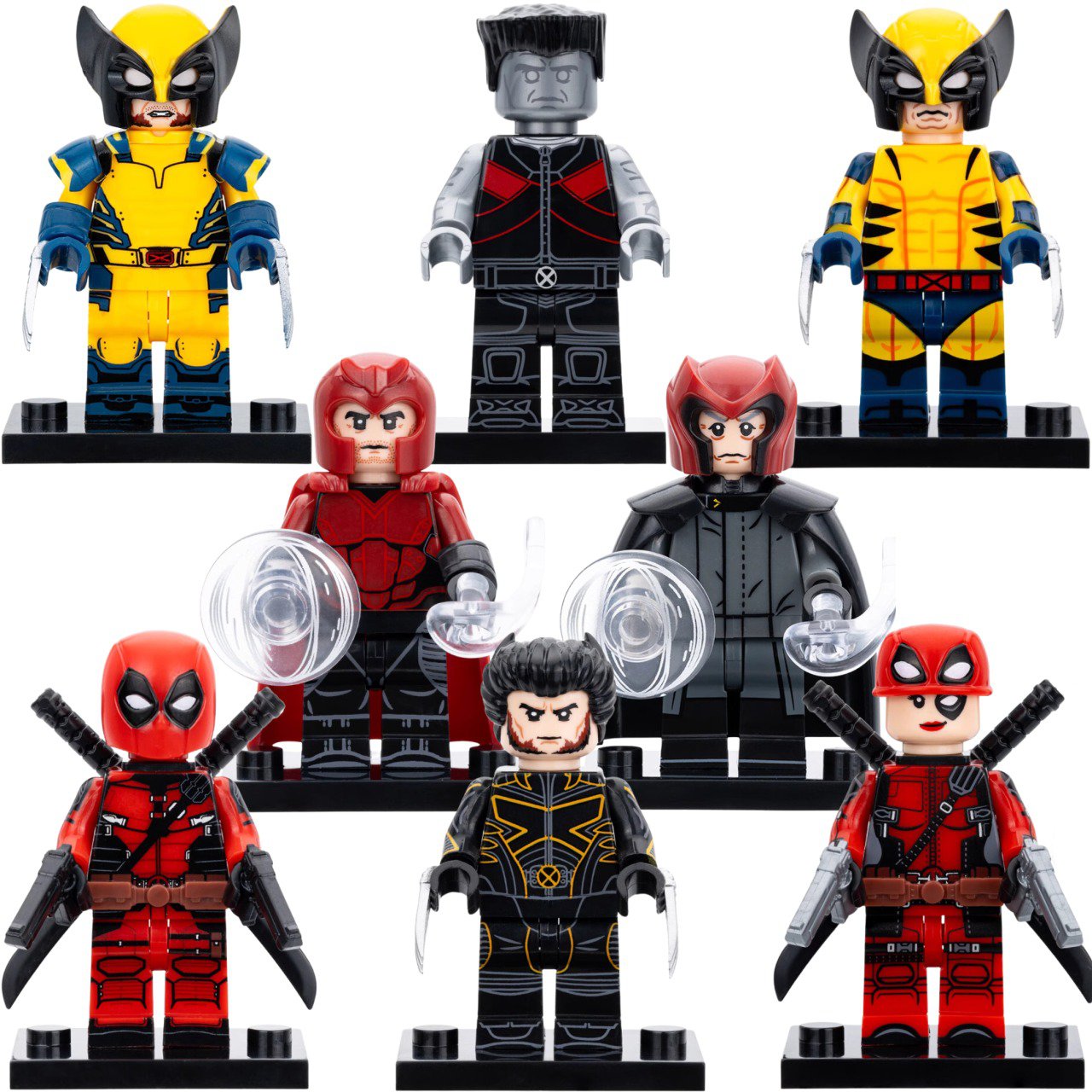 Deadpool & X-Men Wolverine Magneto Colossus Minifigure Set With Weapns ...