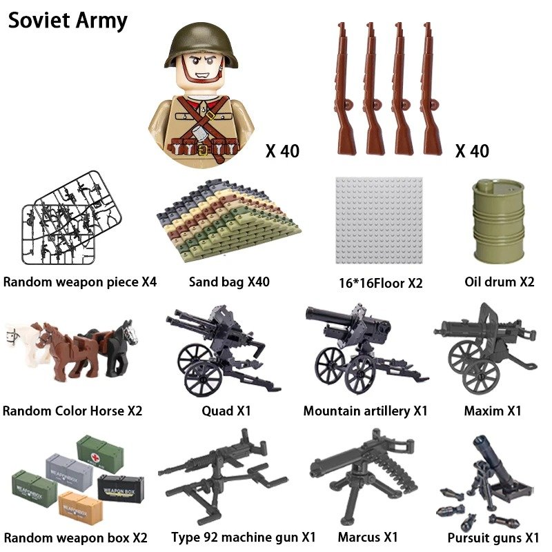 WW2 military characters WWII soldiers army building blocks assembling ...