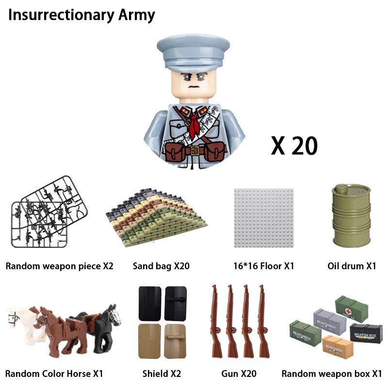 WW2 military characters WWII soldiers army building blocks assembling ...
