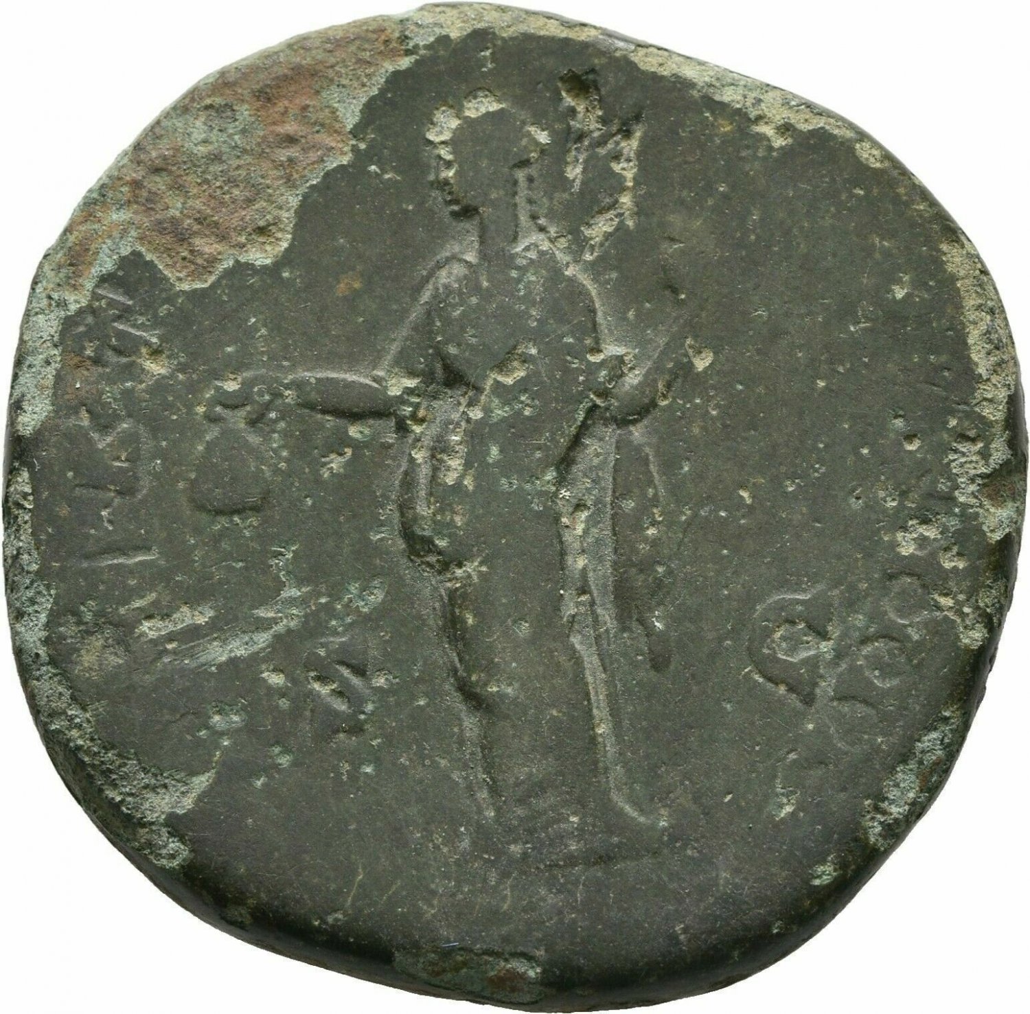 Ancient Rome AD 138-161 ANTONINUS PIUS Large SESTERTIUS Libertas Pileus ...