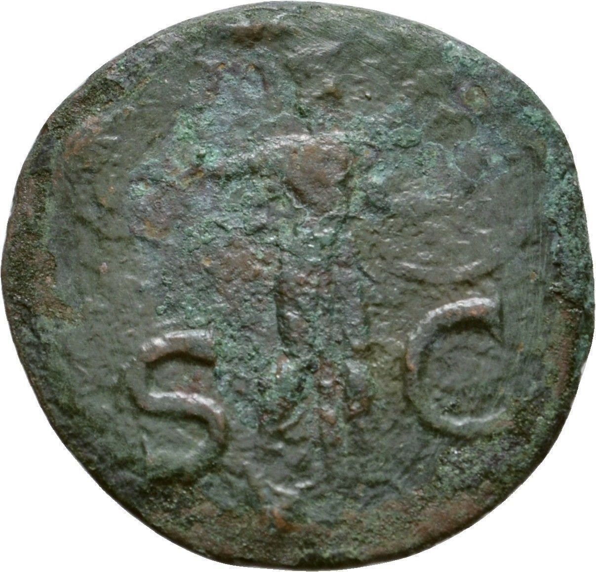 Ancient Rome 41-54 AD Claudius Large AE As Minerva Shield SPEAR
