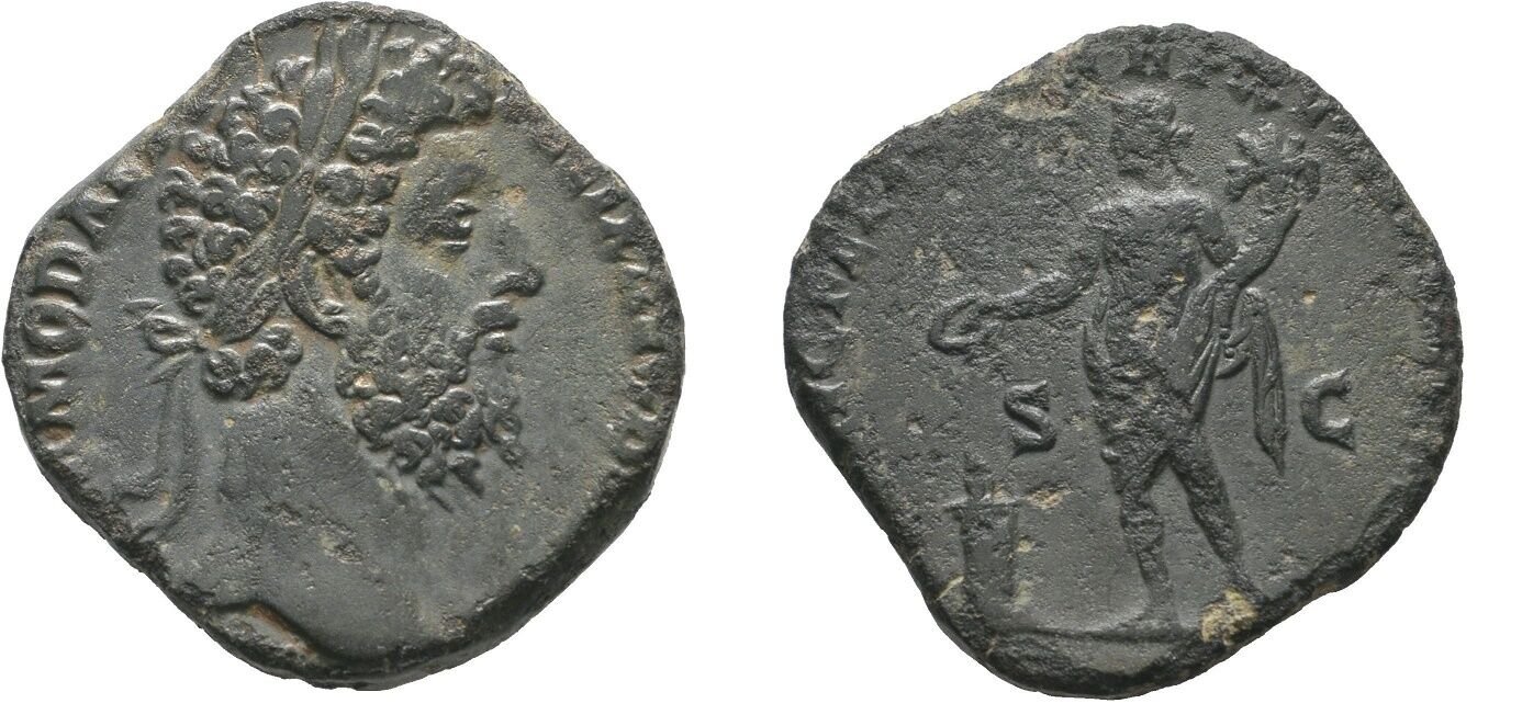 Rare Ancient Rome 190 AD COMMODUS Large SESTERTIUS GENIUS ALTAR CORNUCOPIA