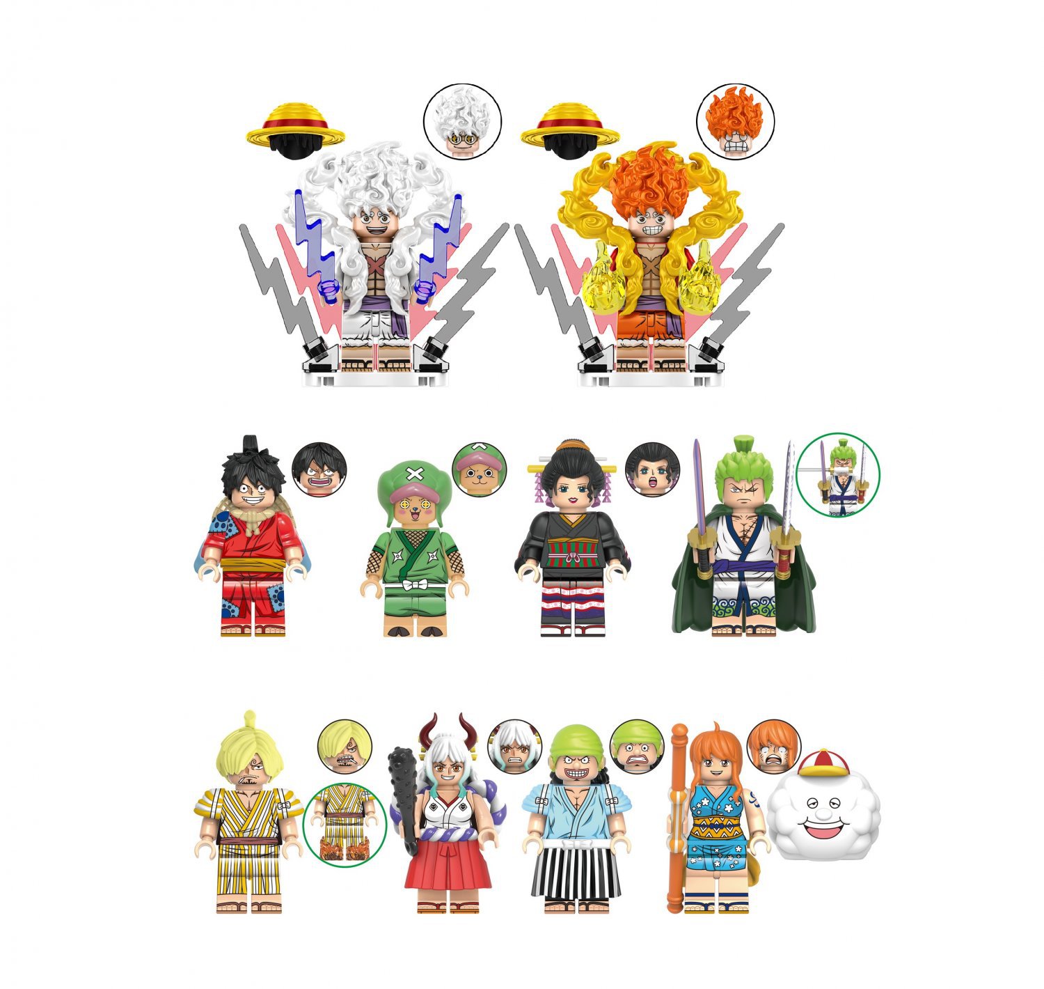 10 New One Piece Nika Nika Luffy Comic Sets Minifigures Block Toys