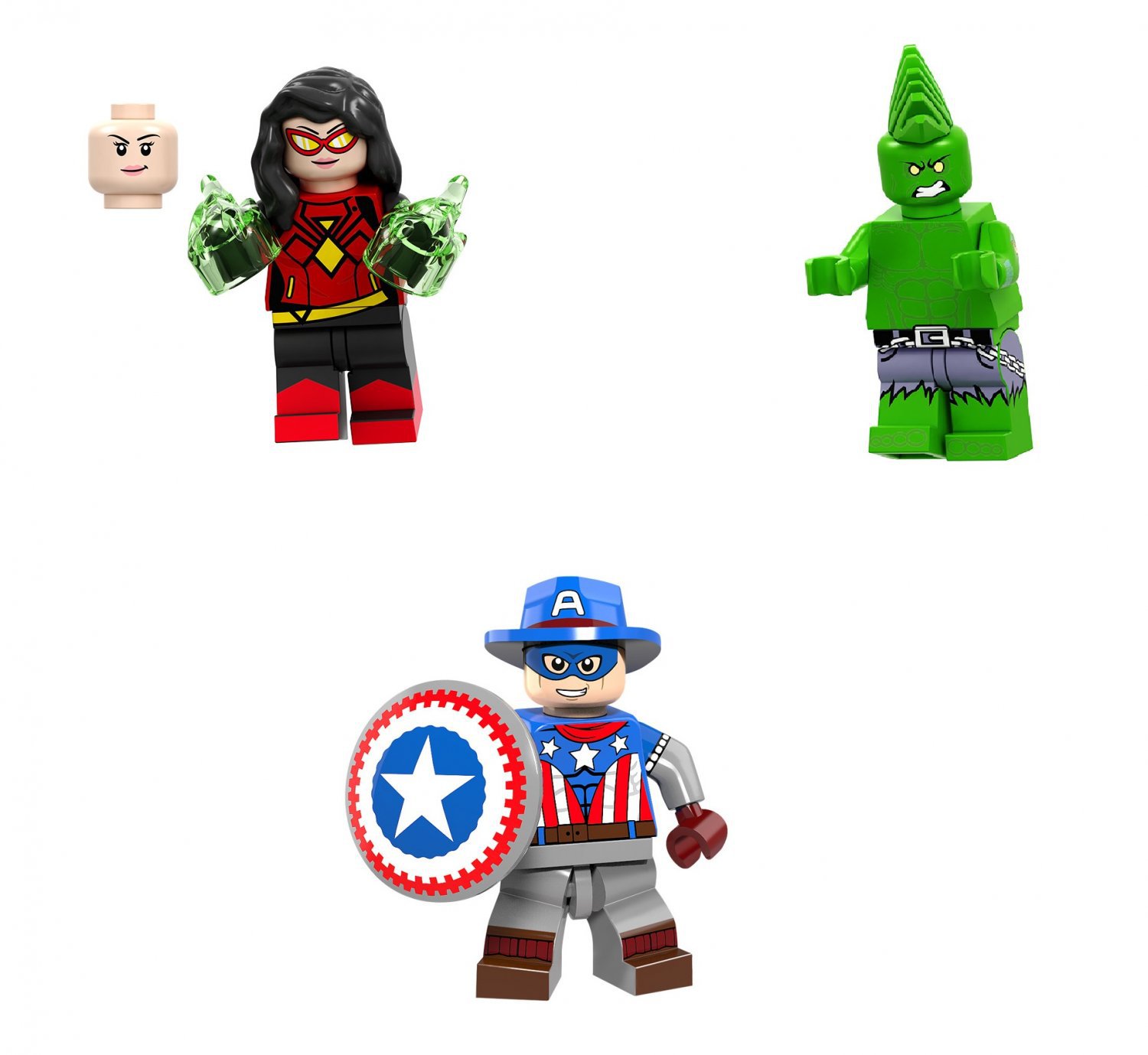 Cowboy Captain America Spider-Woman Punk Hulk Super Heroes Set ...