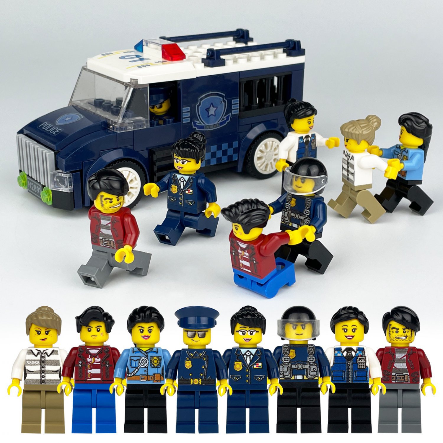 NYPD VAN Truck Police officer City Police Station Set Minifigures Block ...