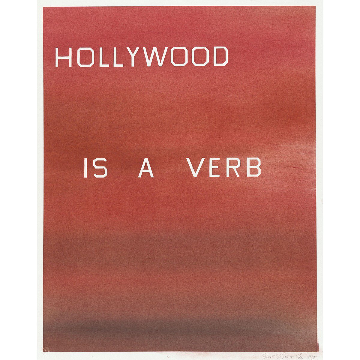 Edward Ruscha - Hollywood is a Verb - 40x50 Inch Rolled Canvas Wall Art ...