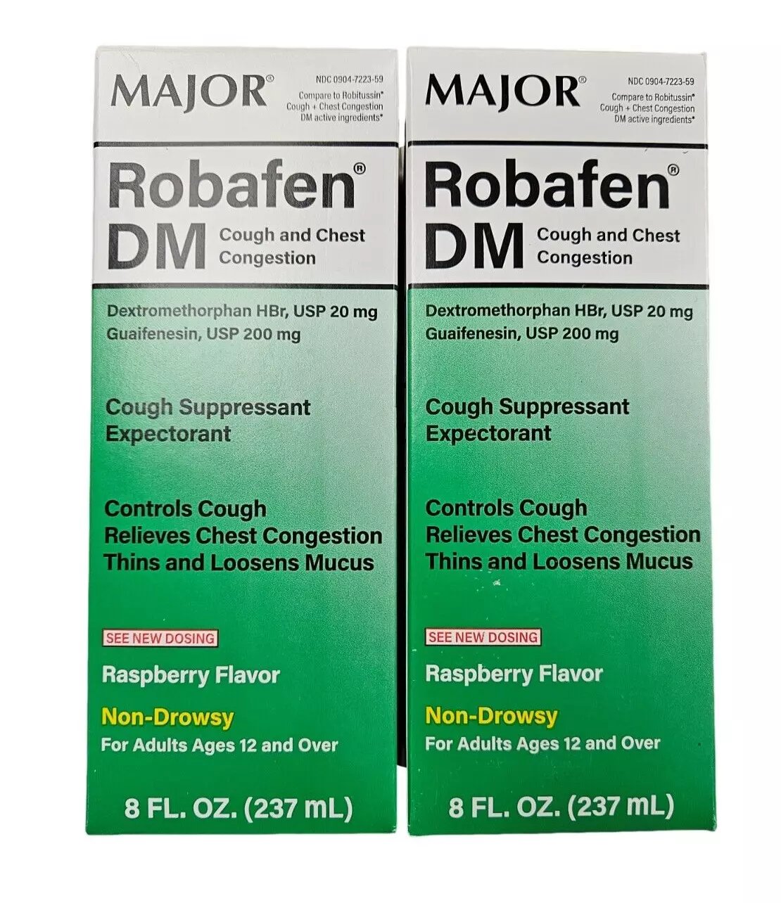 Robafen DM Cough Syrup & Expectorant 8oz ( 2 pack ) green ^ BIGGER BOTTLES!