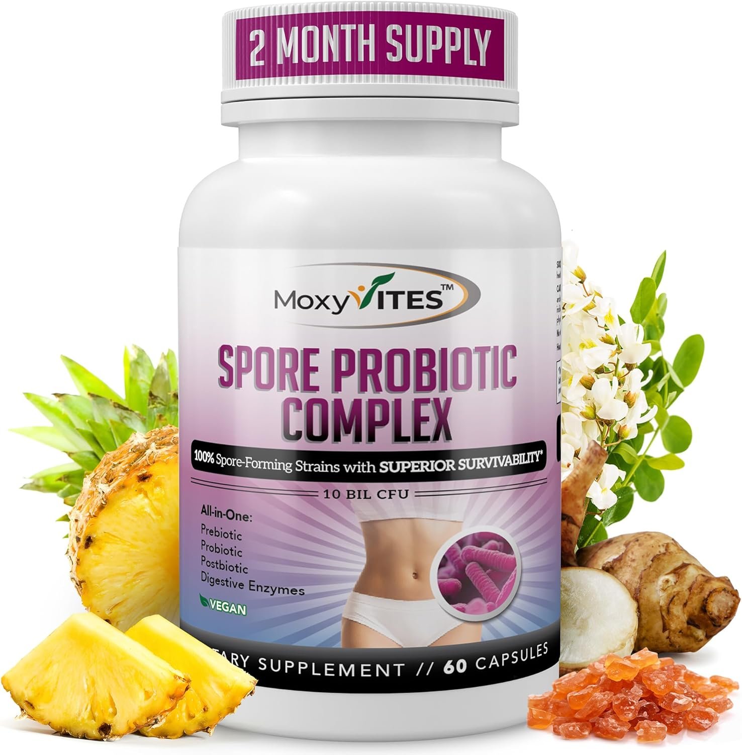 Spore Probiotic Complex - All In One Prebiotics and Probiotics for ...
