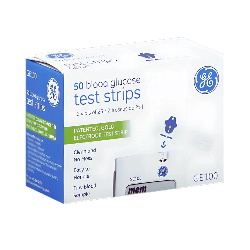 GE100 Blood Glucose Test Strips with Patented Gold Electrode Test Strip ...