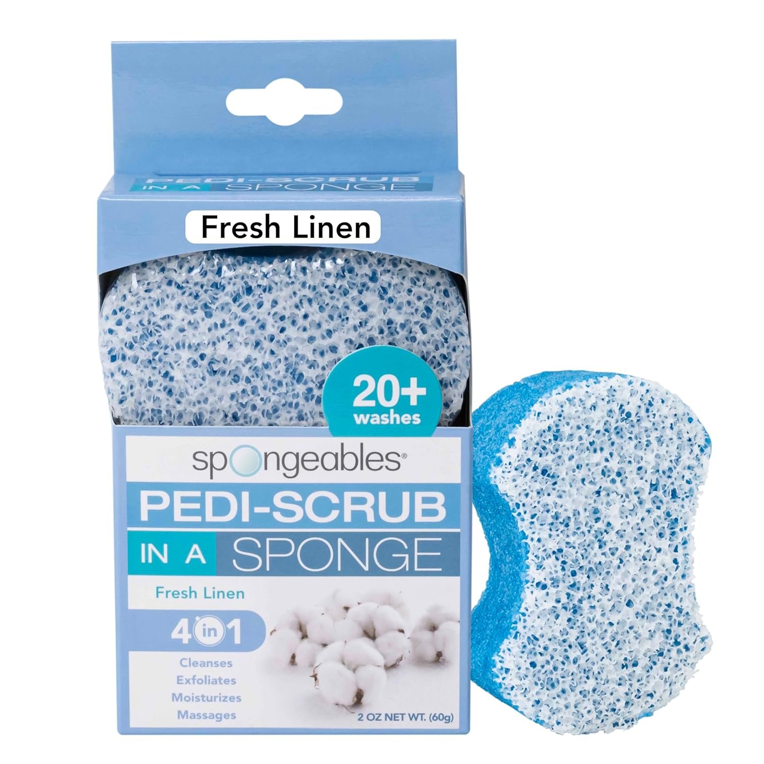 Spongables Pedi Scrub Foot Exfoliating 20+ Wash Sponge, Fresh Linen, 1 ...