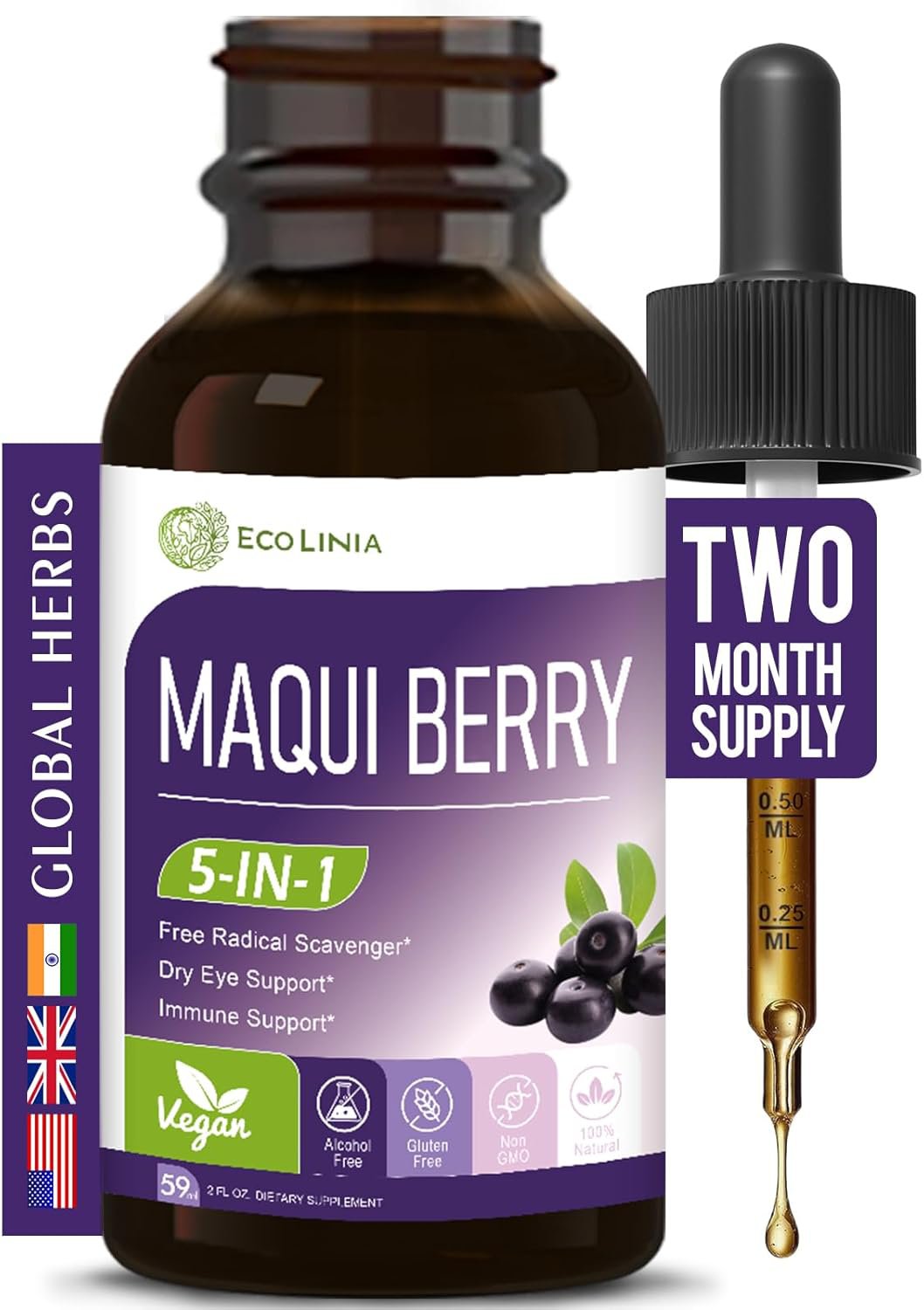 Maqui Berry Drops for Eye Health, Immune & Dry Eye Support, All in 1 ...