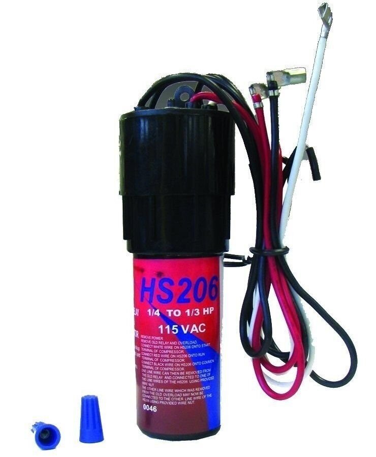 3-in-1 relay/overload/capacitor, 1/4, 1/3 HP, 115 Vac