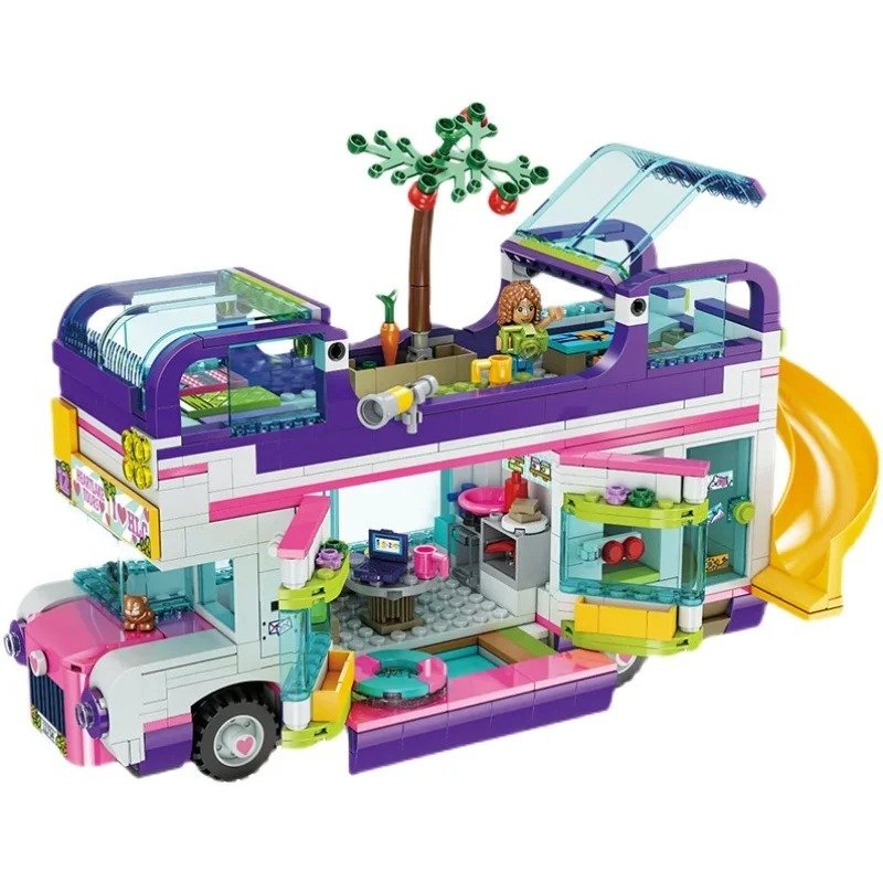 Friendship Bus Children's toy building block gift camping rv Model