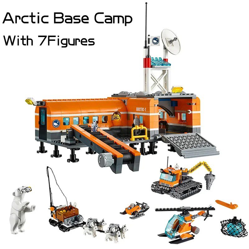 Arctic Base Camp Boat Building Blocks Snowmobile Motorcycle Airplane ...